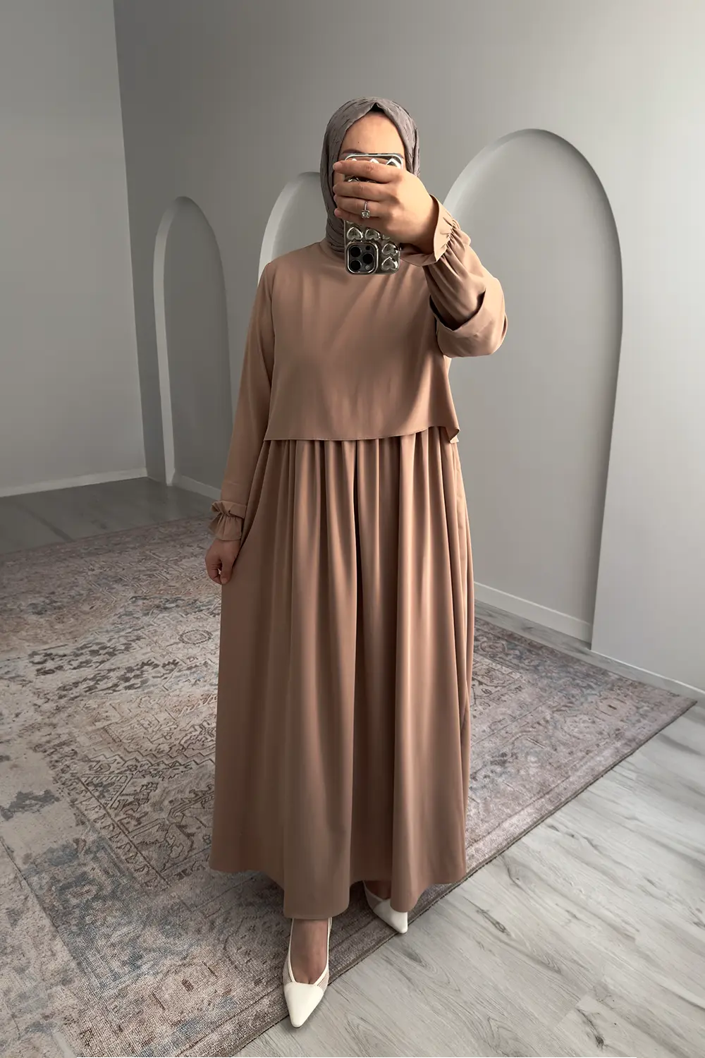 Layra Büzgülü Elbise - İndigo - Esma Kaya